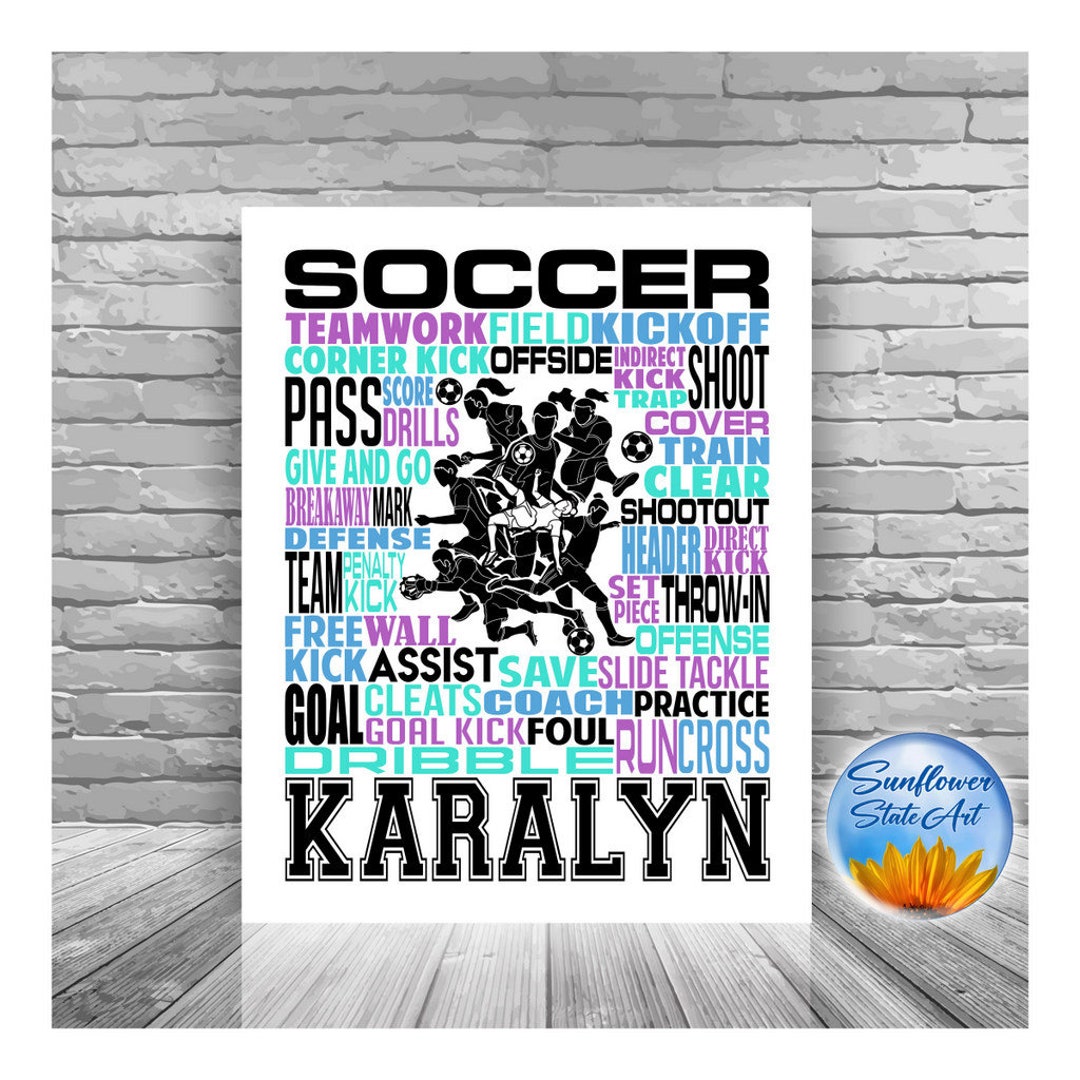 Personalized Soccer Poster Typography, Soccer Gift, Gift for Soccer ...