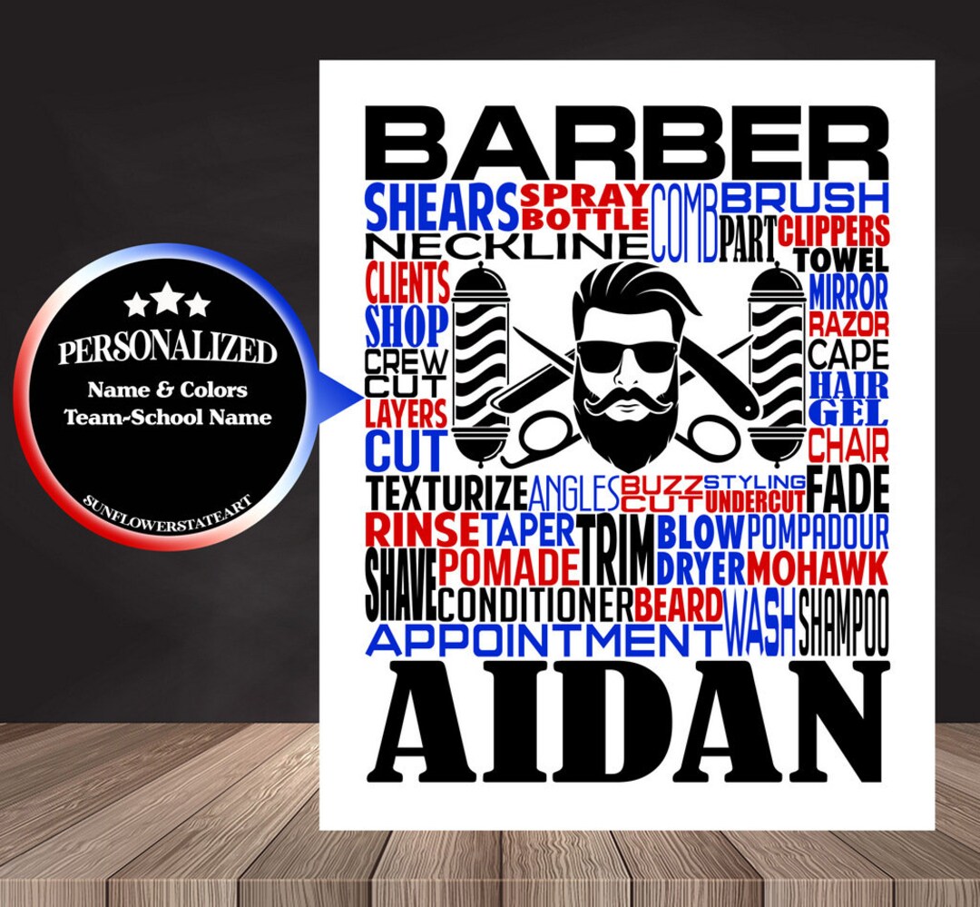 Barber Poster, Barbershop Word Art, Gift for Barber, Barber Gift ...