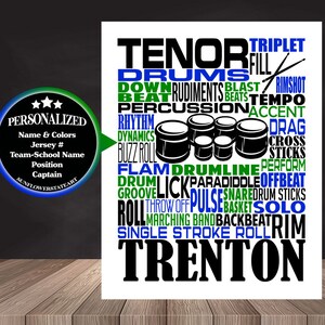Drummer Poster, Tenor Drum Sign, Gift for Drummers, Percussion Art ...