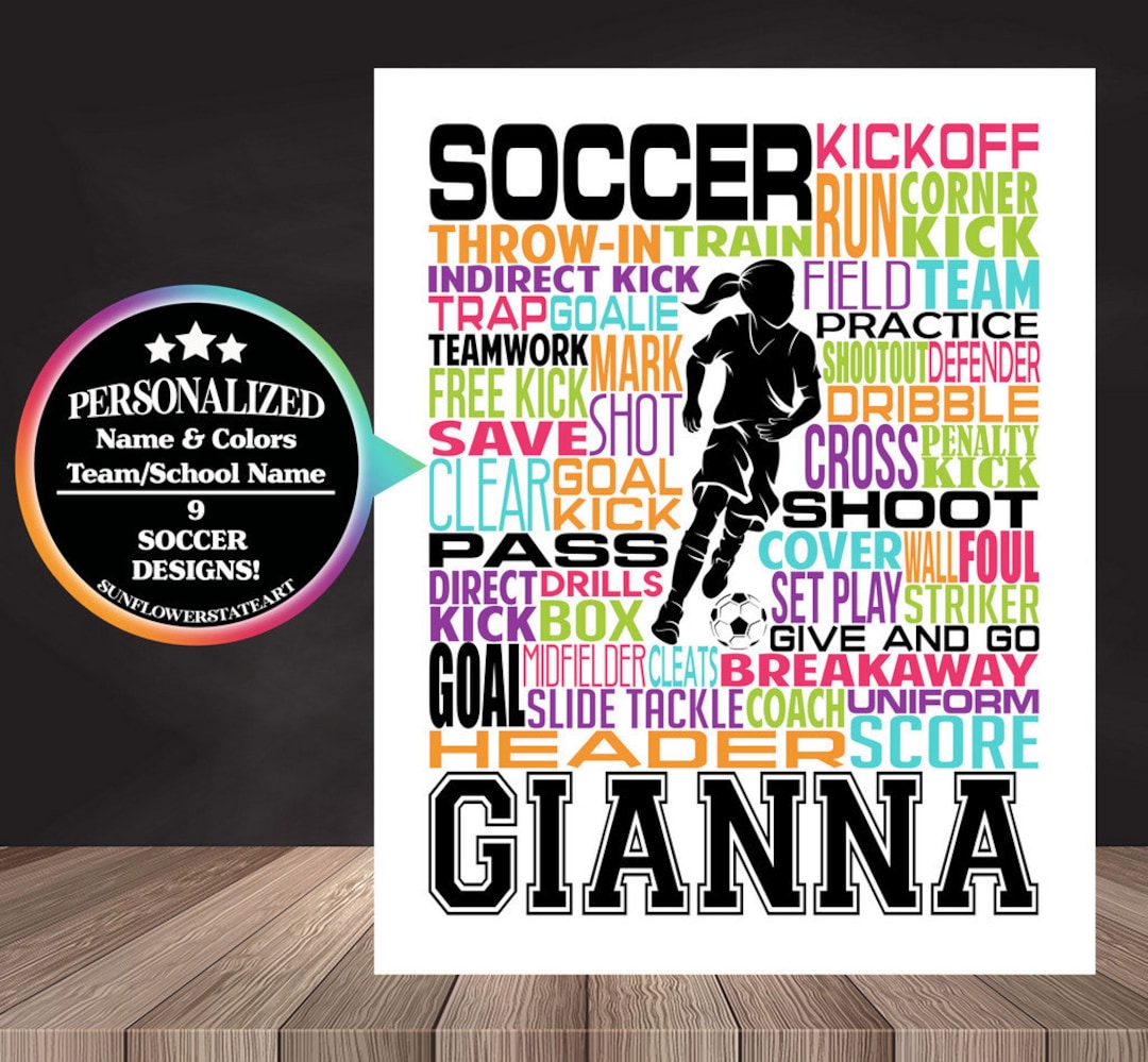 Soccer Word Art Poster, Soccer Sign, Soccer Birthday Gift, Gift for ...