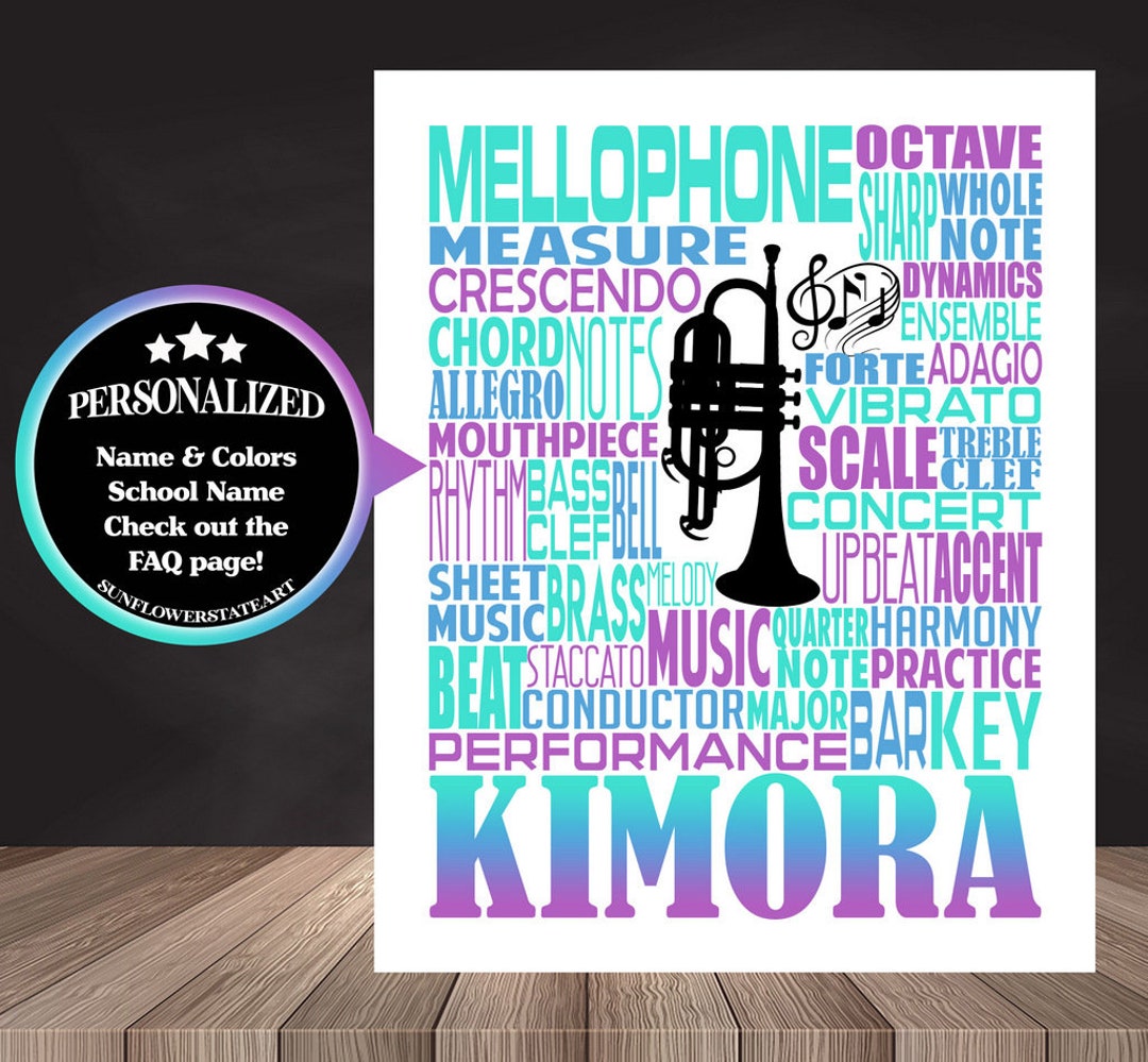 Mellophone Poster, Personalized Mellophone Word Art Sign, Mellophone ...