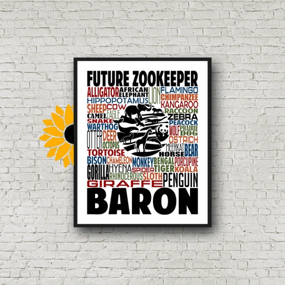 Zookeeper Typography Personalized Zookeeper Poster Gift for - Etsy