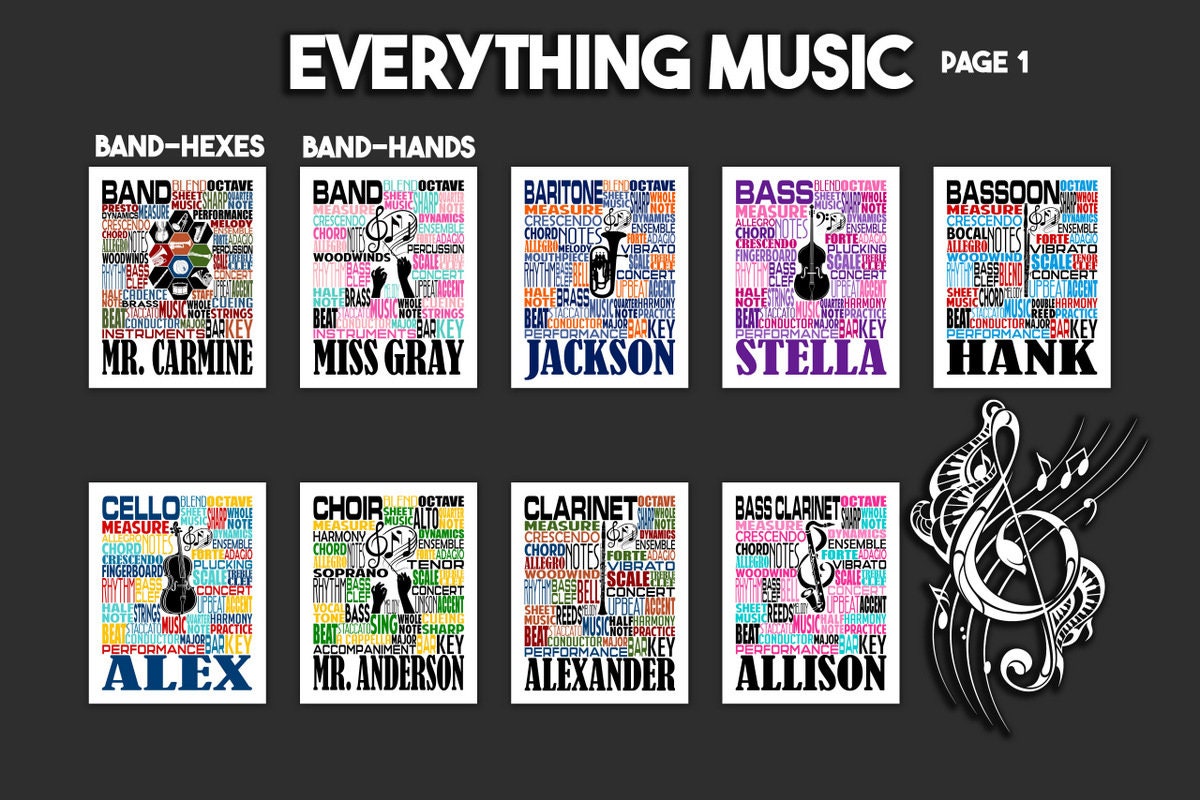 Music Word Art Poster, Band Teacher Appreciation Gift, End of Year ...