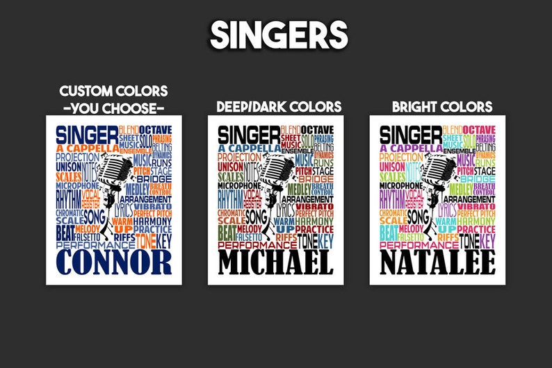 Singer Poster, Personalized Singing Sign, Choir Teacher Gift, Gift for ...