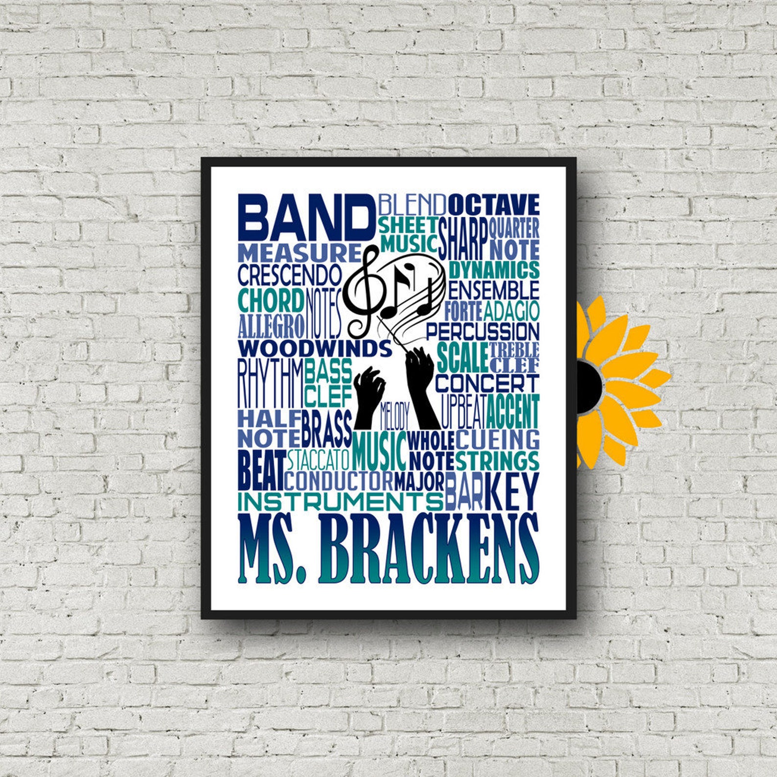 Personalized Band Teacher Poster Band Typography Band - Etsy