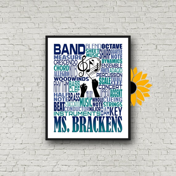 Personalized Band Teacher Poster Band Typography Band - Etsy