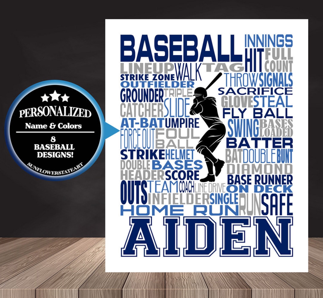Baseball Poster, Personalized Baseball Sign, Baseball Pitcher Word Art ...