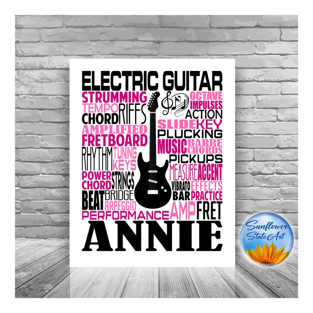 Personalized Electric Guitar Poster Guitar Typography Guitar - Etsy