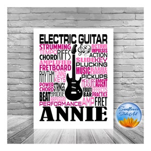Personalized Electric Guitar Poster Guitar Typography Guitar - Etsy