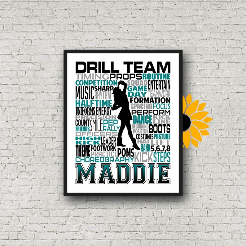 Drill Team Typography Personalized Drill Team Poster Gift | Etsy