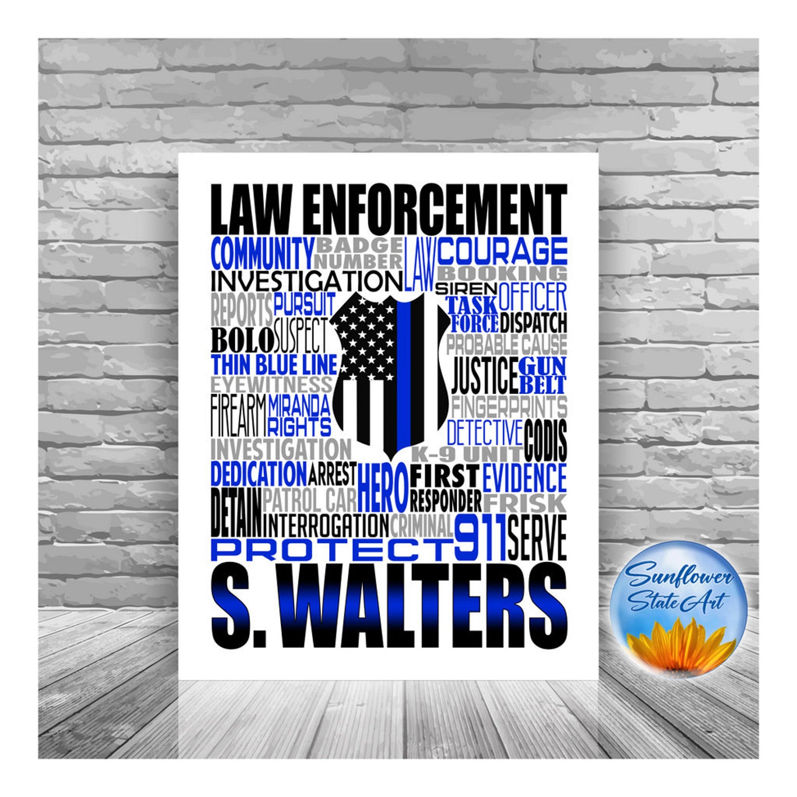 Thin Blue Line Print Personalized Law Enforcement Poster - Etsy