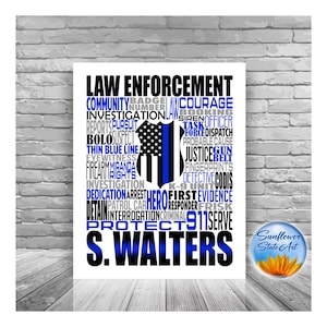 Thin Blue Line Print Personalized Law Enforcement Poster - Etsy