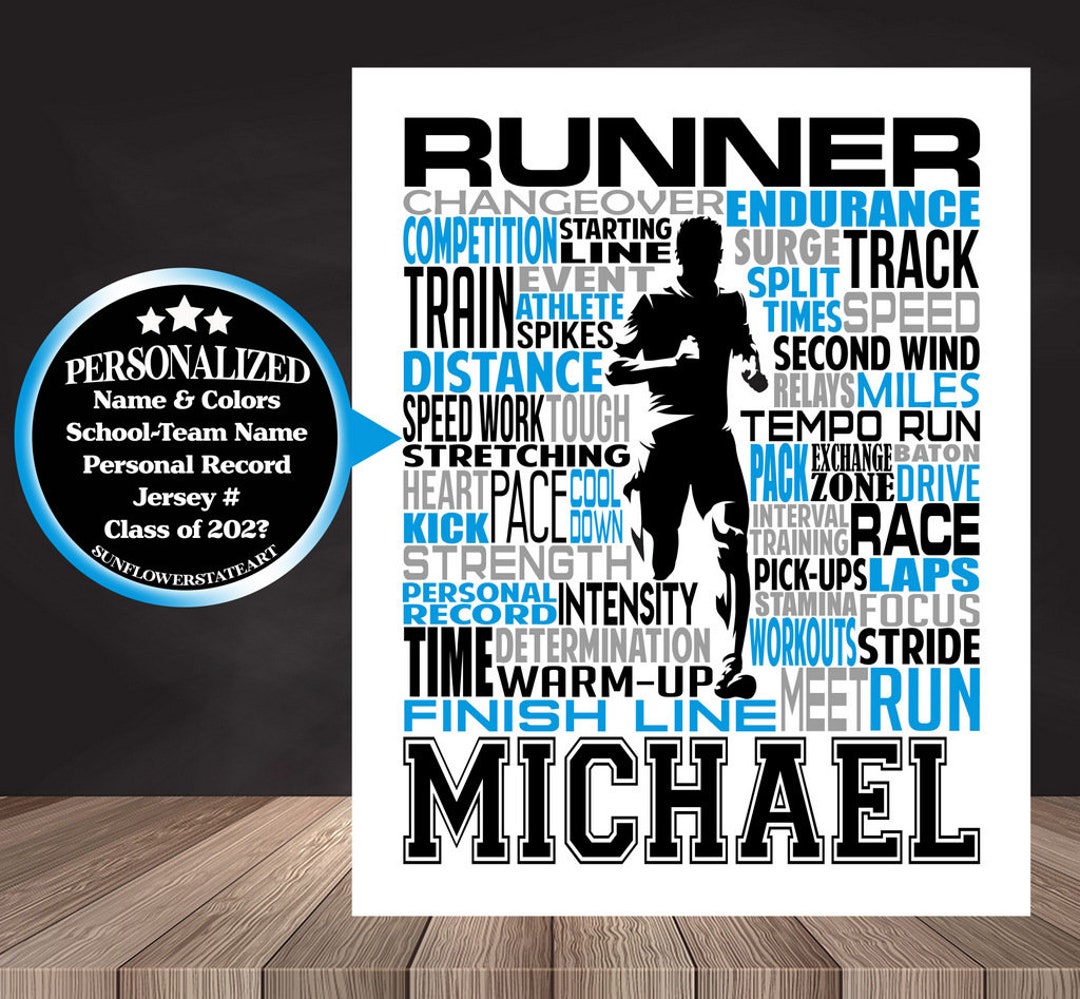 Personalized Runner Poster, Runner Typography Print, Track and Field ...