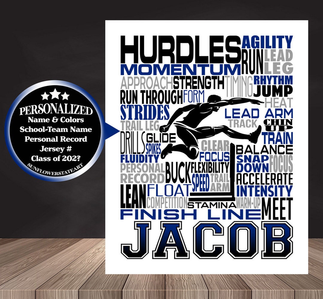 Hurdler Poster, Personalized Hurdling Sign, Gift for Hurdler, Track ...