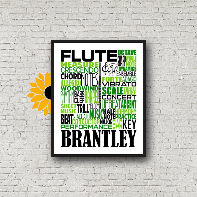 Personalized Flute Poster Flute Typography Flute Player - Etsy