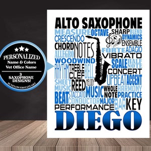 Saxophone Poster, Saxophone Word Art Sign, Sax Player Gift, Saxophone ...