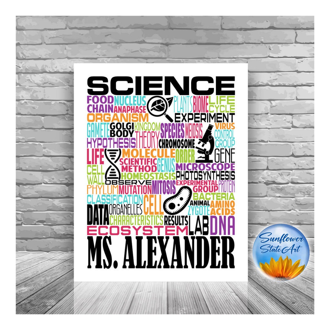 Personalized Science Teacher Poster Science Typography - Etsy