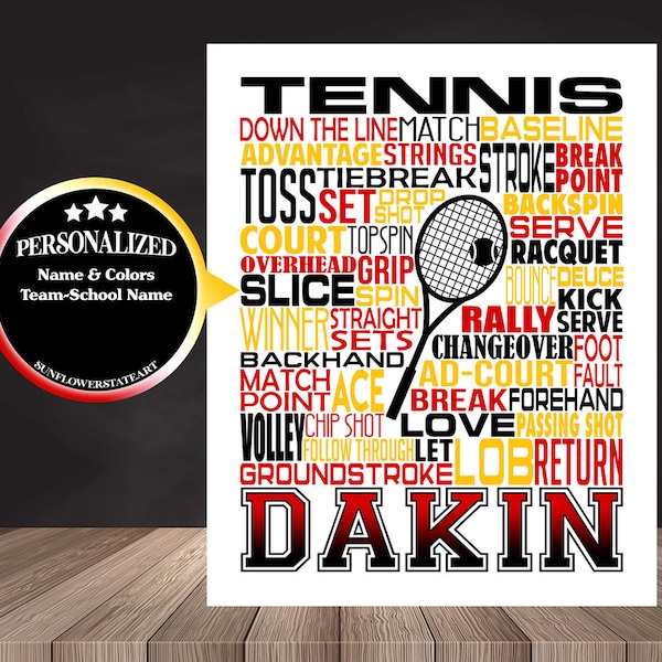 Tennis Word Art - Etsy