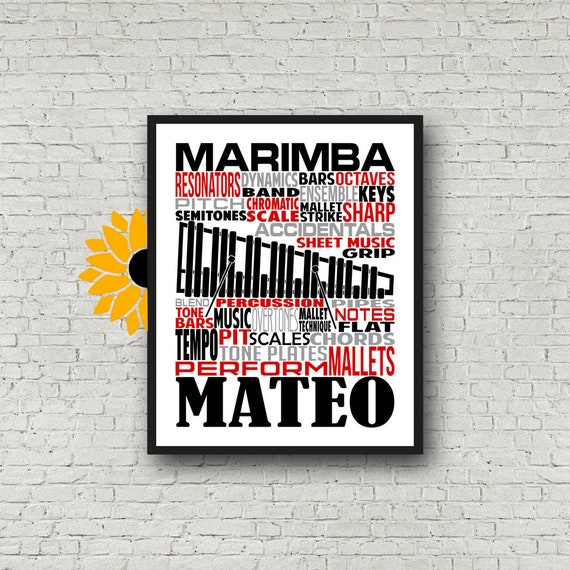 Marimba Typography Personalized Marimba Poster Gift for - Etsy