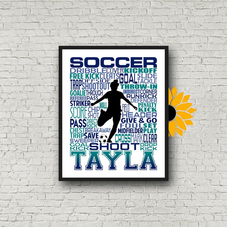 Girls Soccer Typography Personalized Soccer Poster Gift for - Etsy