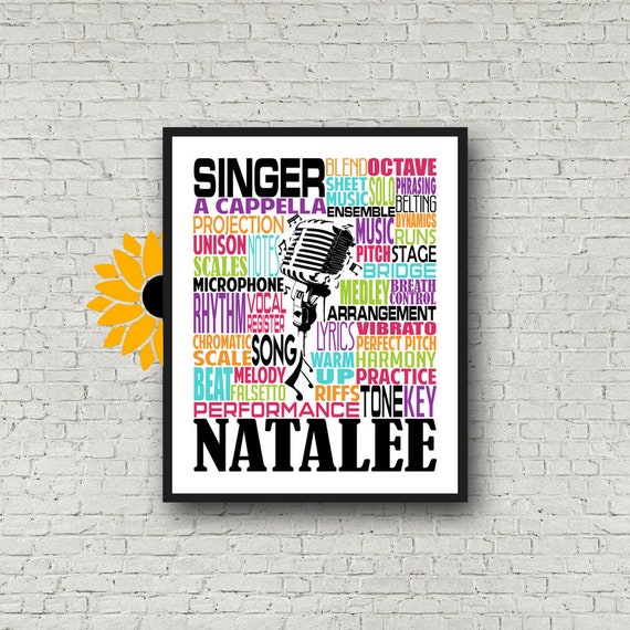 Singer Typography Personalized Singing Poster Choir Teacher - Etsy