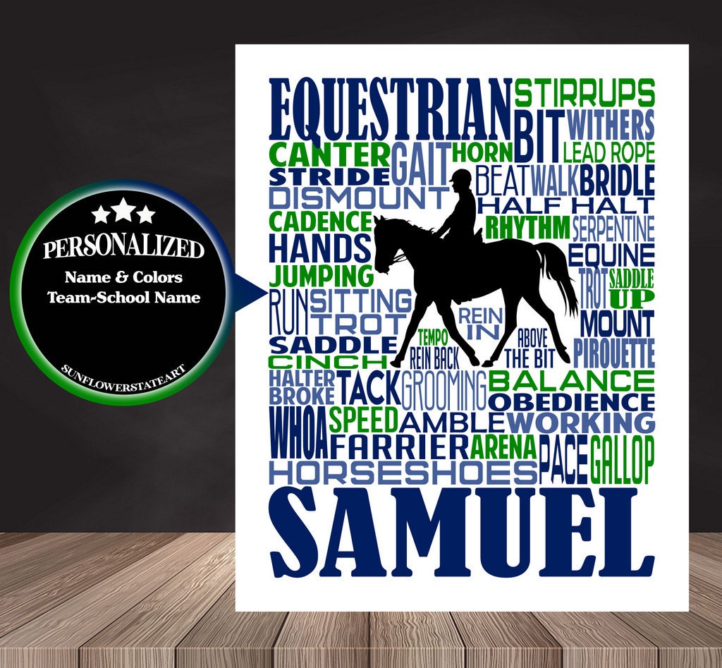 Equestrian Poster, Equestrian Word Art Sign, Horseback Riding ...