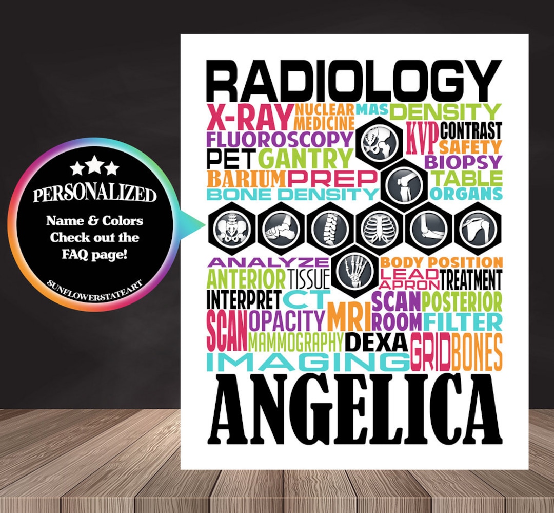 Radiology Typography, Personalized Radiology Poster, Radiology Gift ...