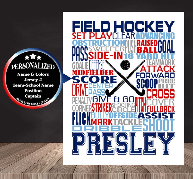 Field Hockey Poster, Personalized Field Hockey Gift, Field Hockey Word ...
