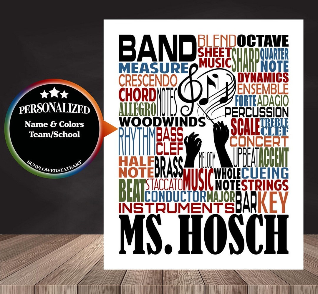 Band Teacher Poster, Personalized Band Teacher Sign, Music Teacher Gift ...