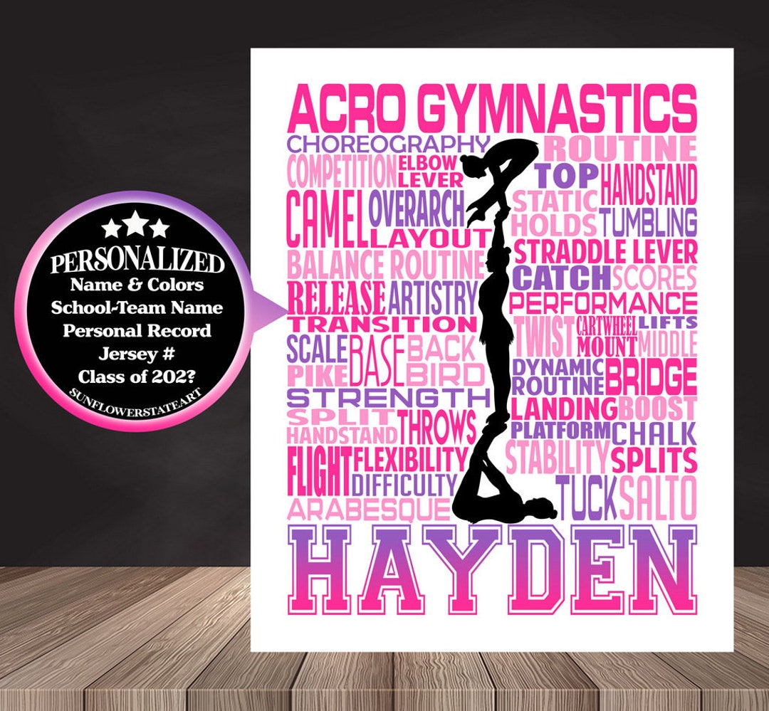 Acro Gymnastics Word Art Poster, Acrobatic Gymnastics Typography, Acro ...