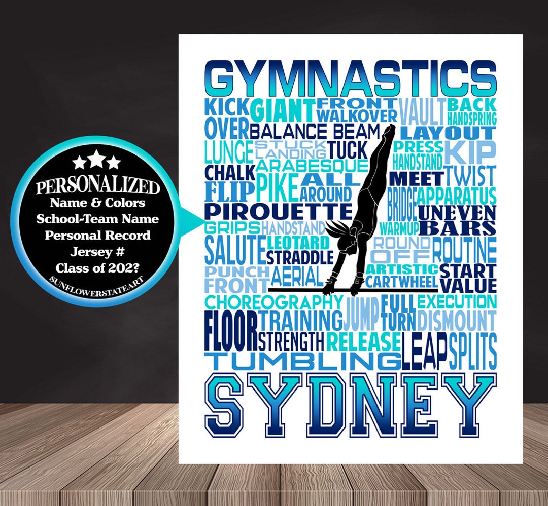 Gymnastics Uneven Bars Word Art, Girls Gymnastic Gift, Gymnast Poster ...