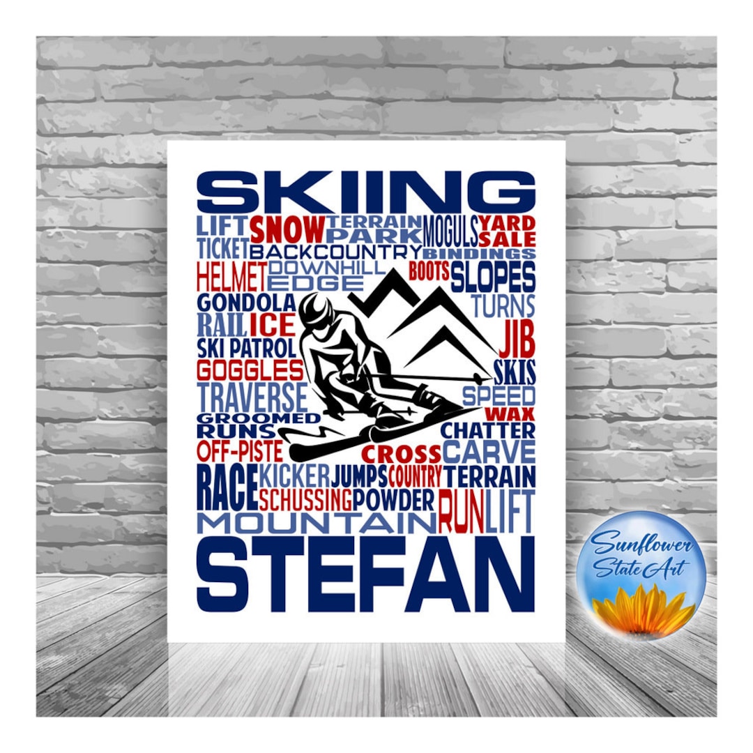 Personalized Ski Poster Snow Skier Typography Skiing - Etsy