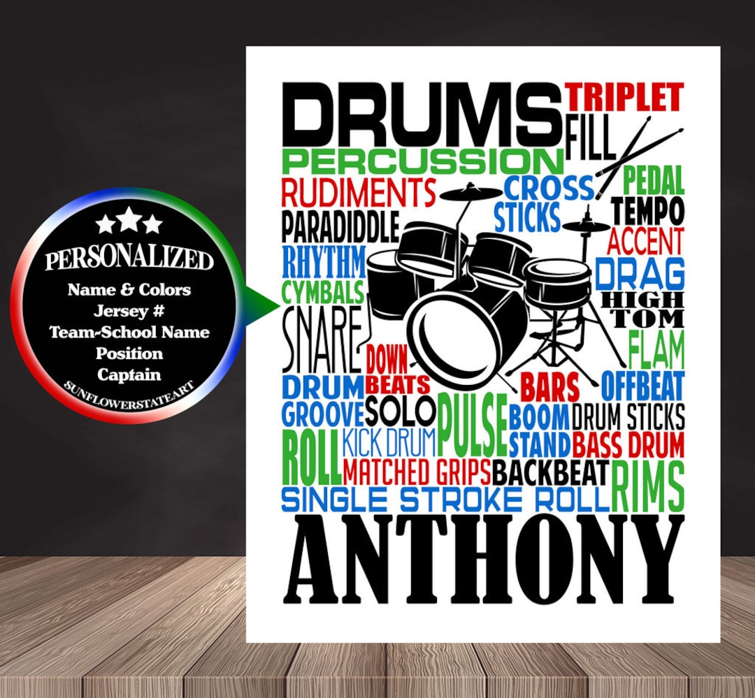 Drummer Poster, Drummer Word Art Sign, Gift for Drummers, Percussion ...