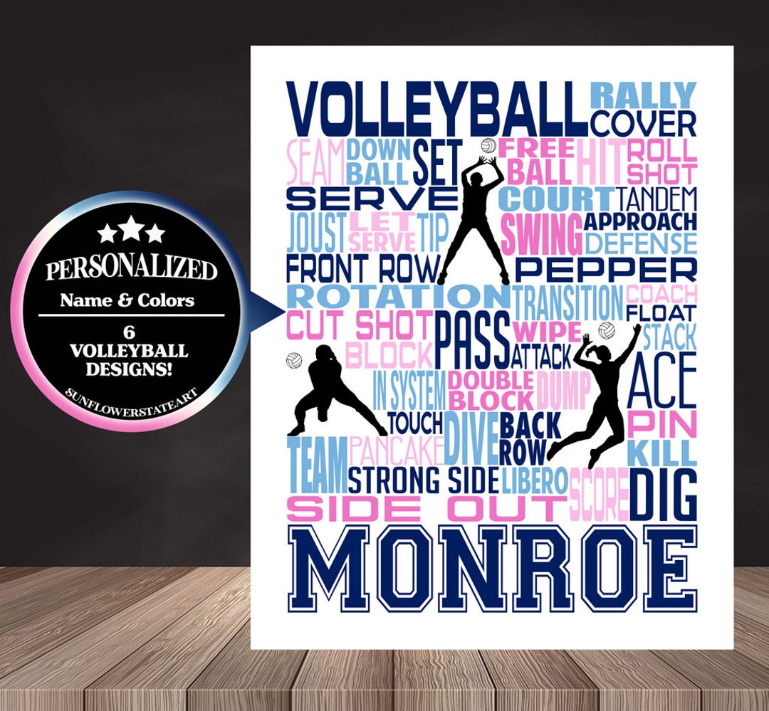 Volleyball Poster, Volleyball Word Art Sign, Volleyball Team Gift ...