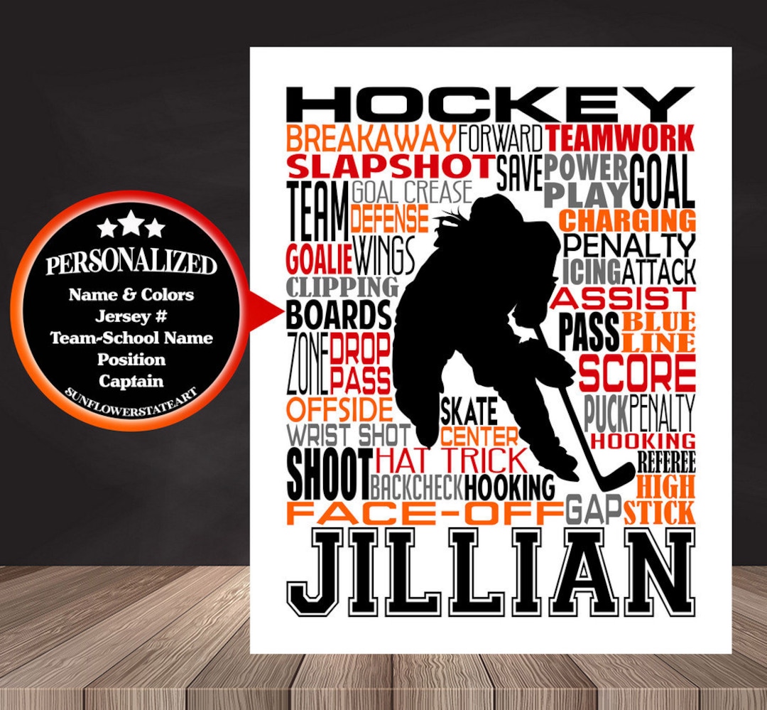 Hockey Poster, Personalized Ice Hockey Sign, Hockey Player Gift, Gift ...