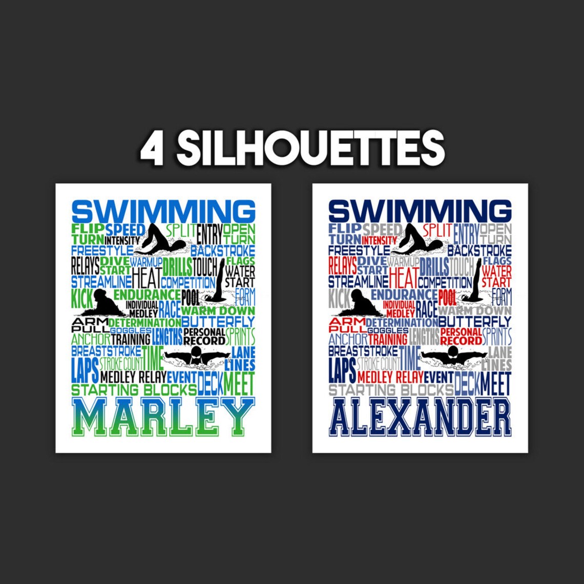 Swimmer Poster, Personalized Swimmer Sign, Backstroke Swimmer, Gift for ...