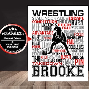 Wrestling Girl Poster, Wrestler Sign, Wrestling Senior Night Gift ...