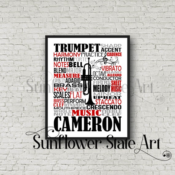 Personalized Trumpet Poster Trumpet Typography Gift for | Etsy
