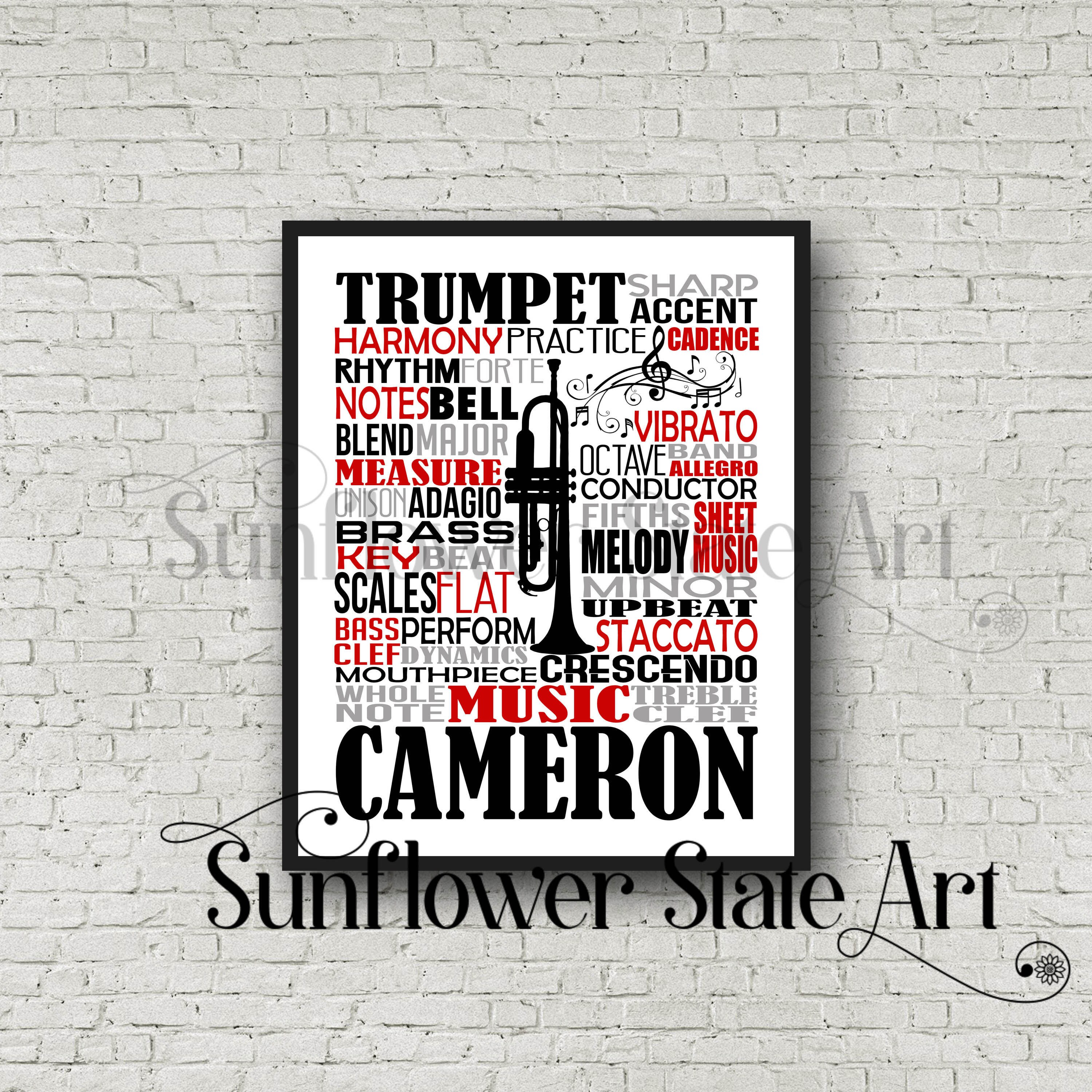 Personalized Trumpet Poster Trumpet Typography Gift for | Etsy