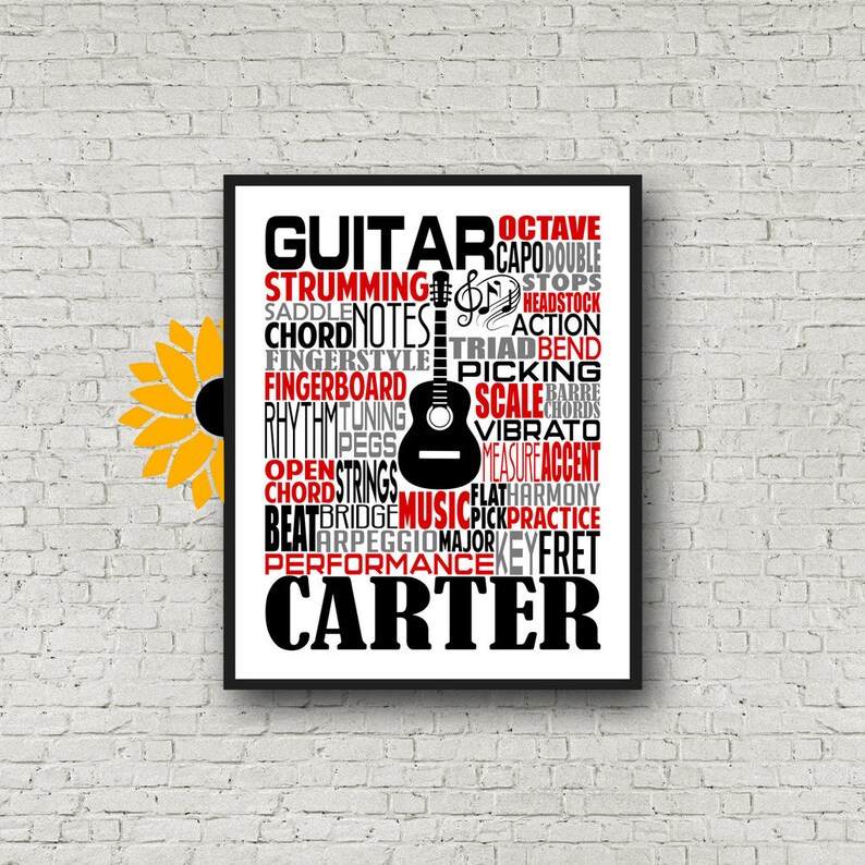 Personalized Electric Guitar Poster Guitar Typography Guitar | Etsy