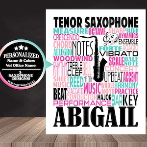 Saxophone Poster, Saxophone Word Art Sign, Sax Player Gift, Saxophone ...