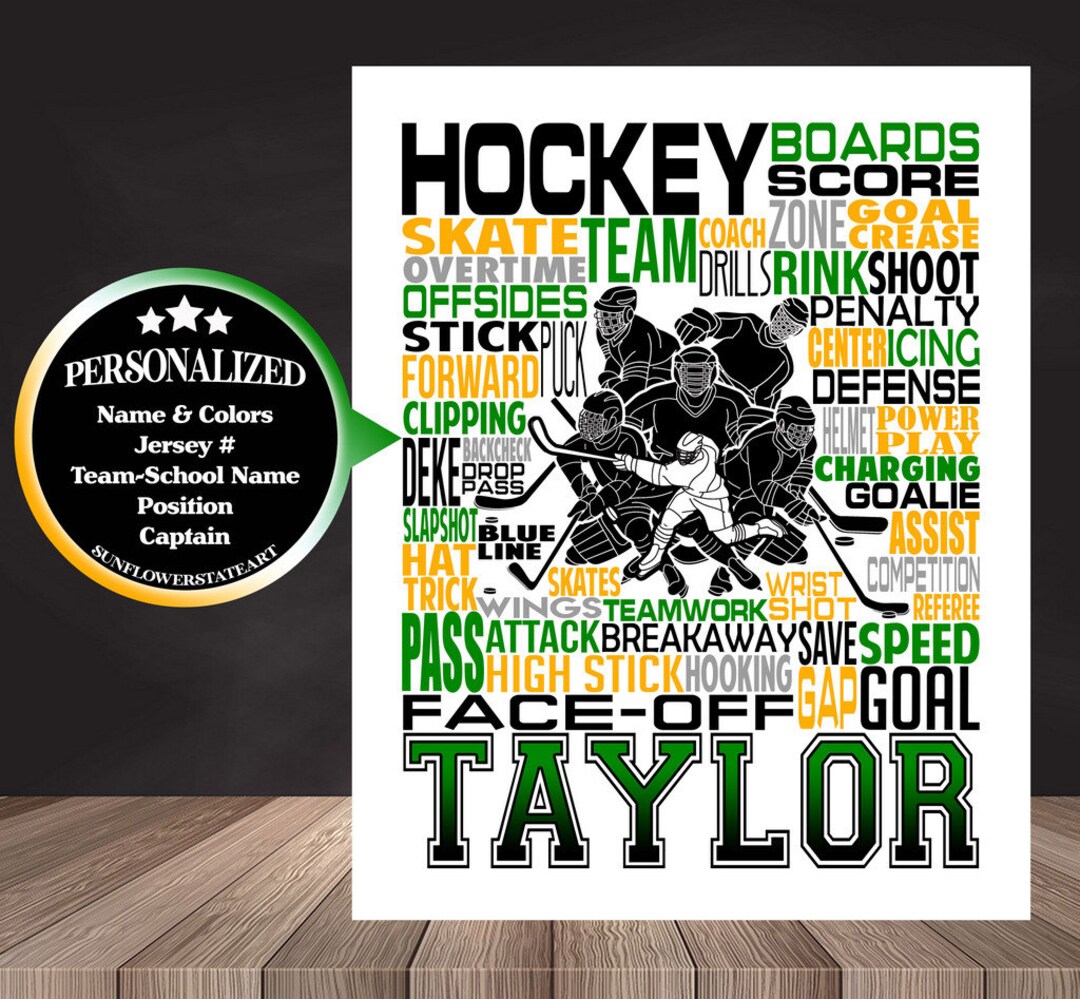Ice Hockey Poster, Goalie Word Art, Hockey Player Gift, Hockey Team ...