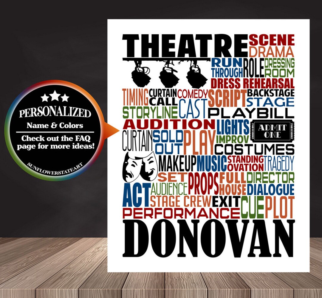 Theatre Poster, Theater Decor, Drama Teacher Gift, Gift for Theater ...