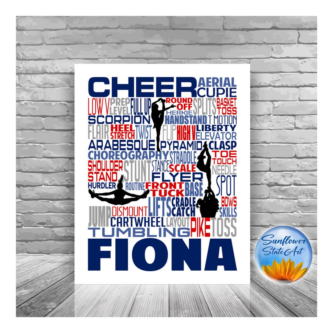 Cheerleader Poster Personalized Cheerleader Art Summit Cheer - Etsy