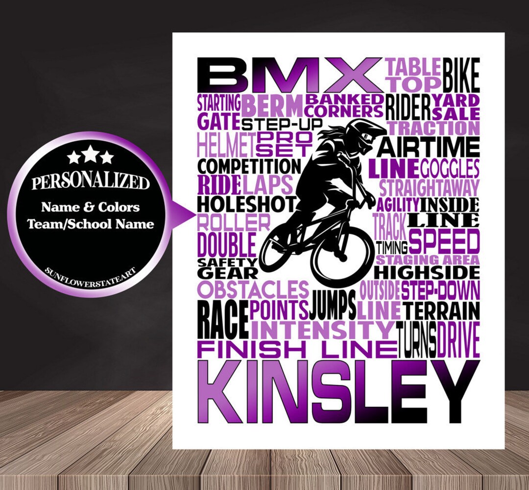 Personalized BMX Poster, Gift for Bmx Riders, Bmx Gift, Bmx Typography ...