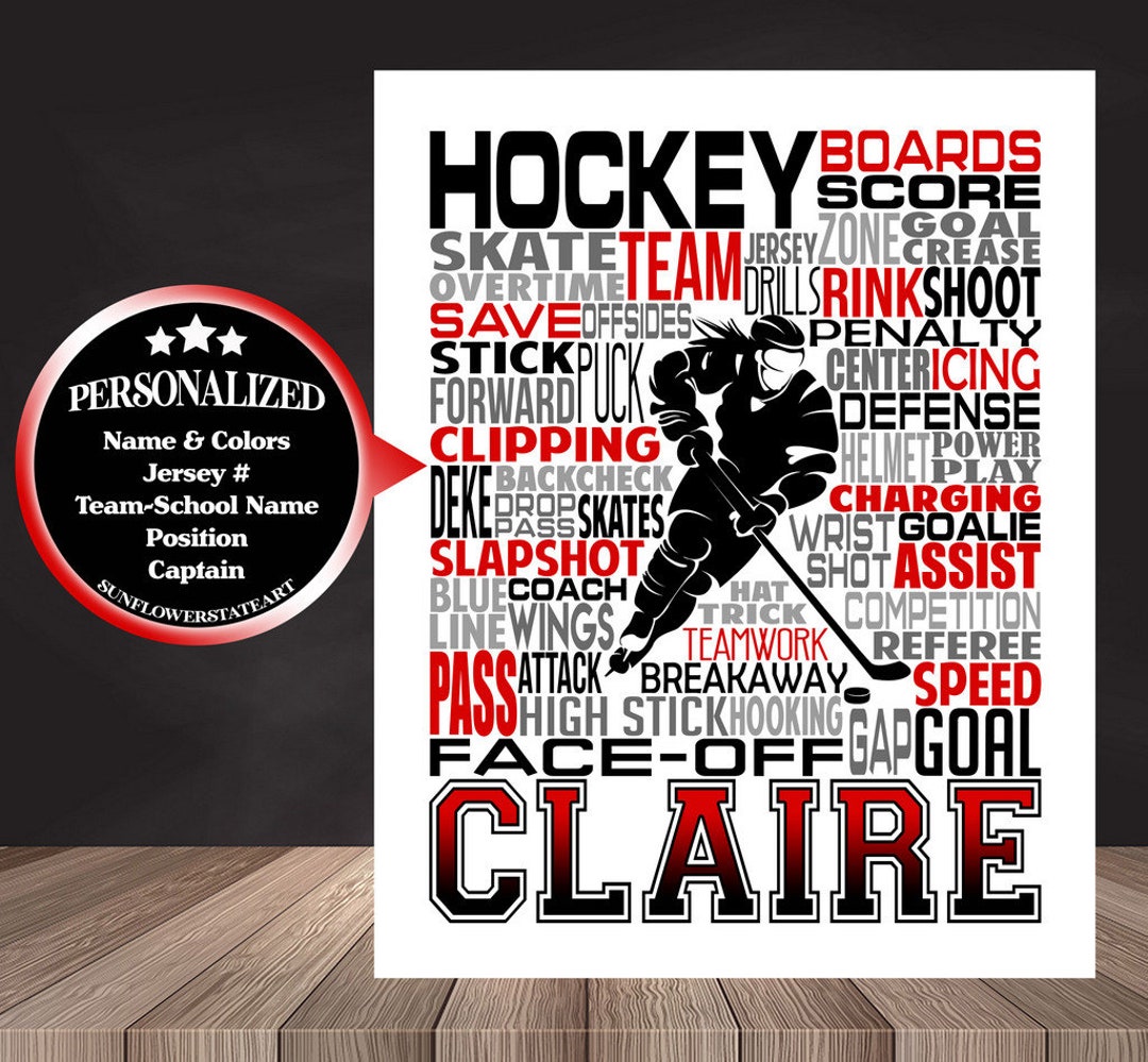 Hockey Sign, Ice Hockey Poster, Girls - Boys Hockey Wall Art, Hockey ...
