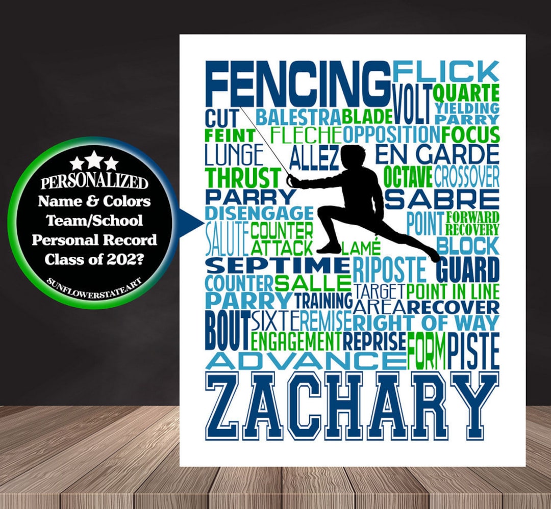 Fencer Poster, Gift for Fencer, Fencing Art, Fencer Art, Fencing Sign ...