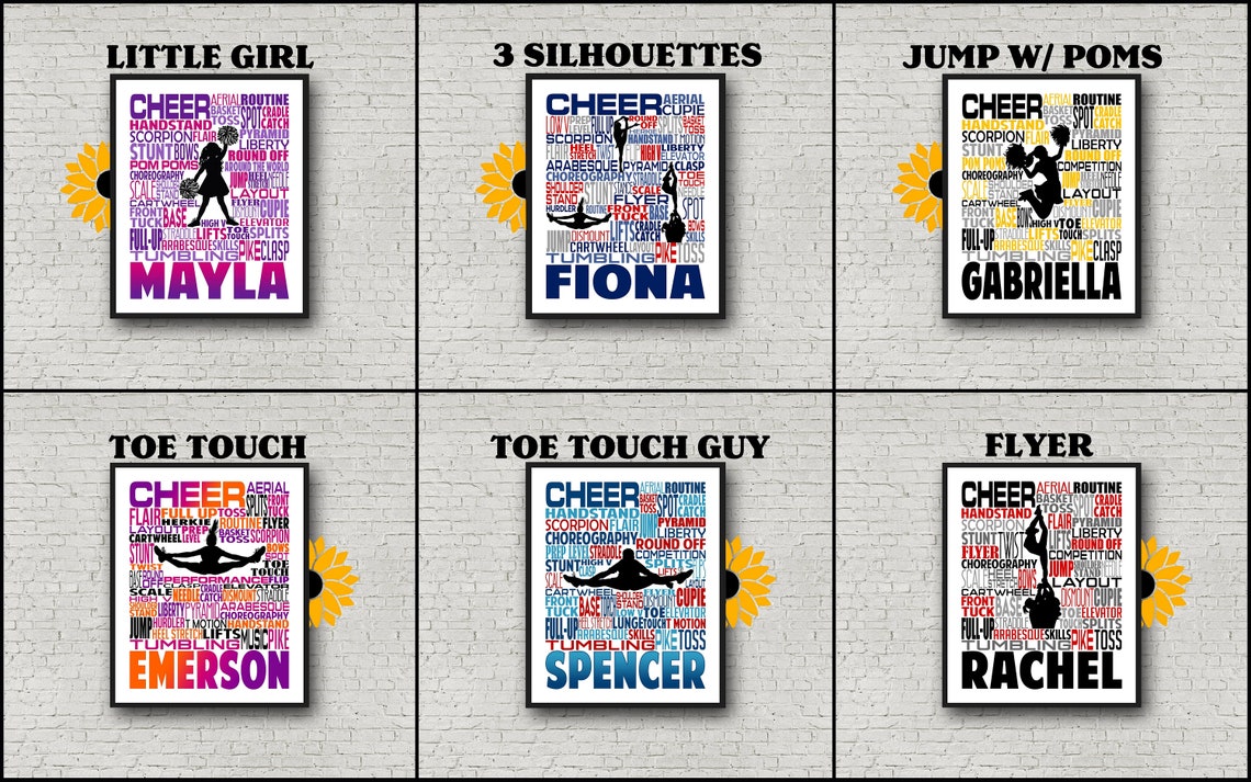 Cheerleading Poster Personalized Cheerleader Art - Etsy