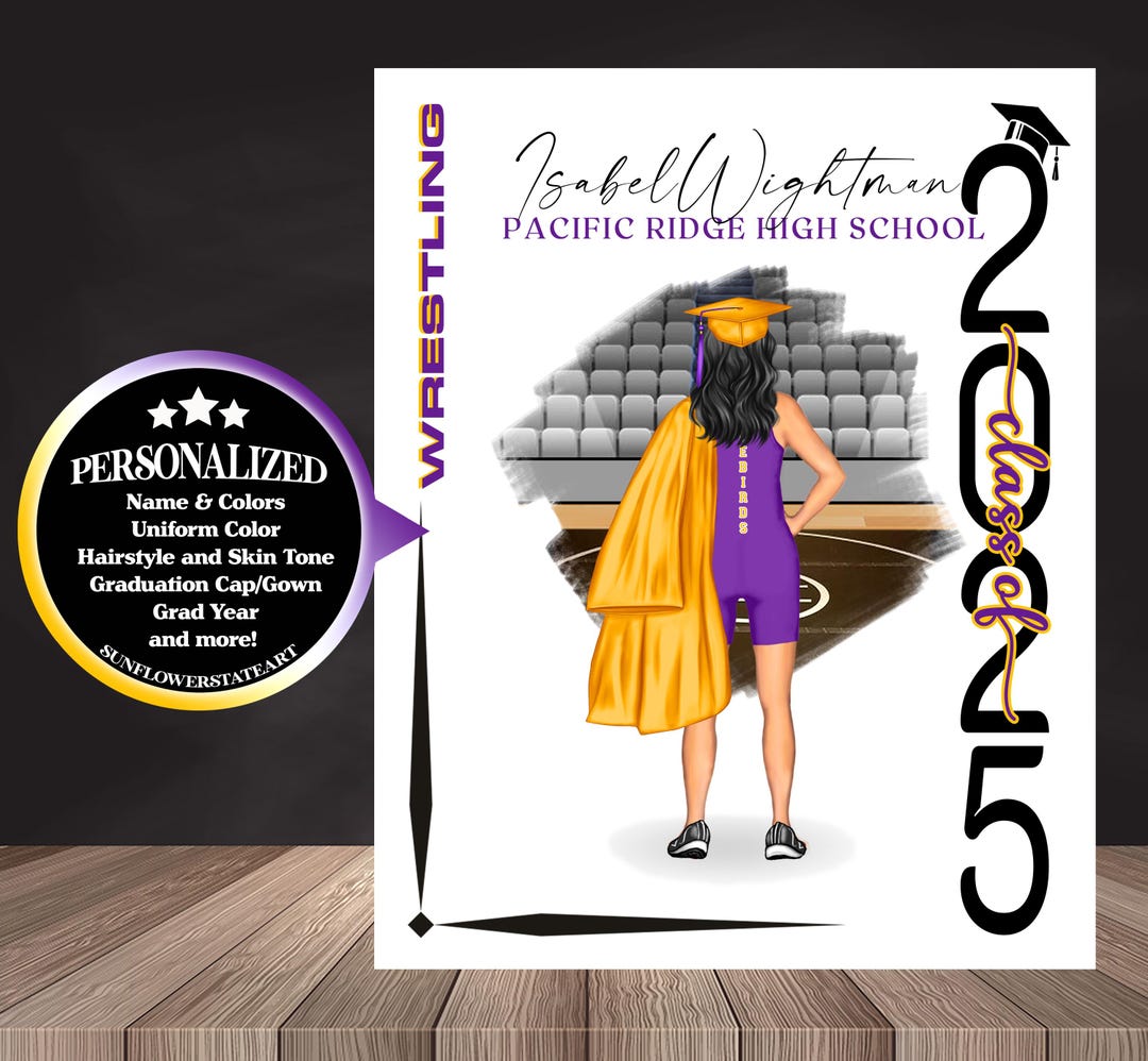 Wrestling Senior Night Poster, Wrestler Sign, Girl Wrestler Graduation ...
