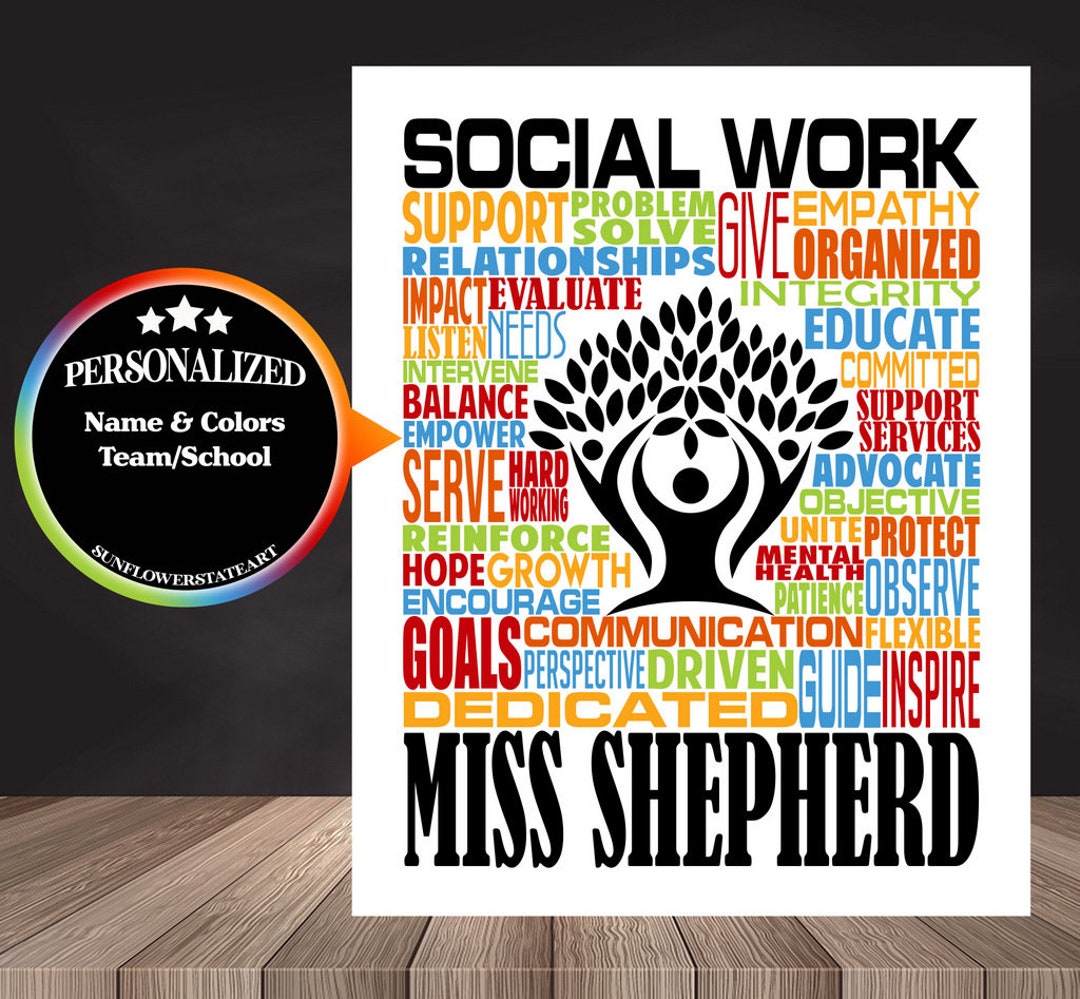 Social Worker Poster, Personalized Social Worker Sign, Social Work Word ...